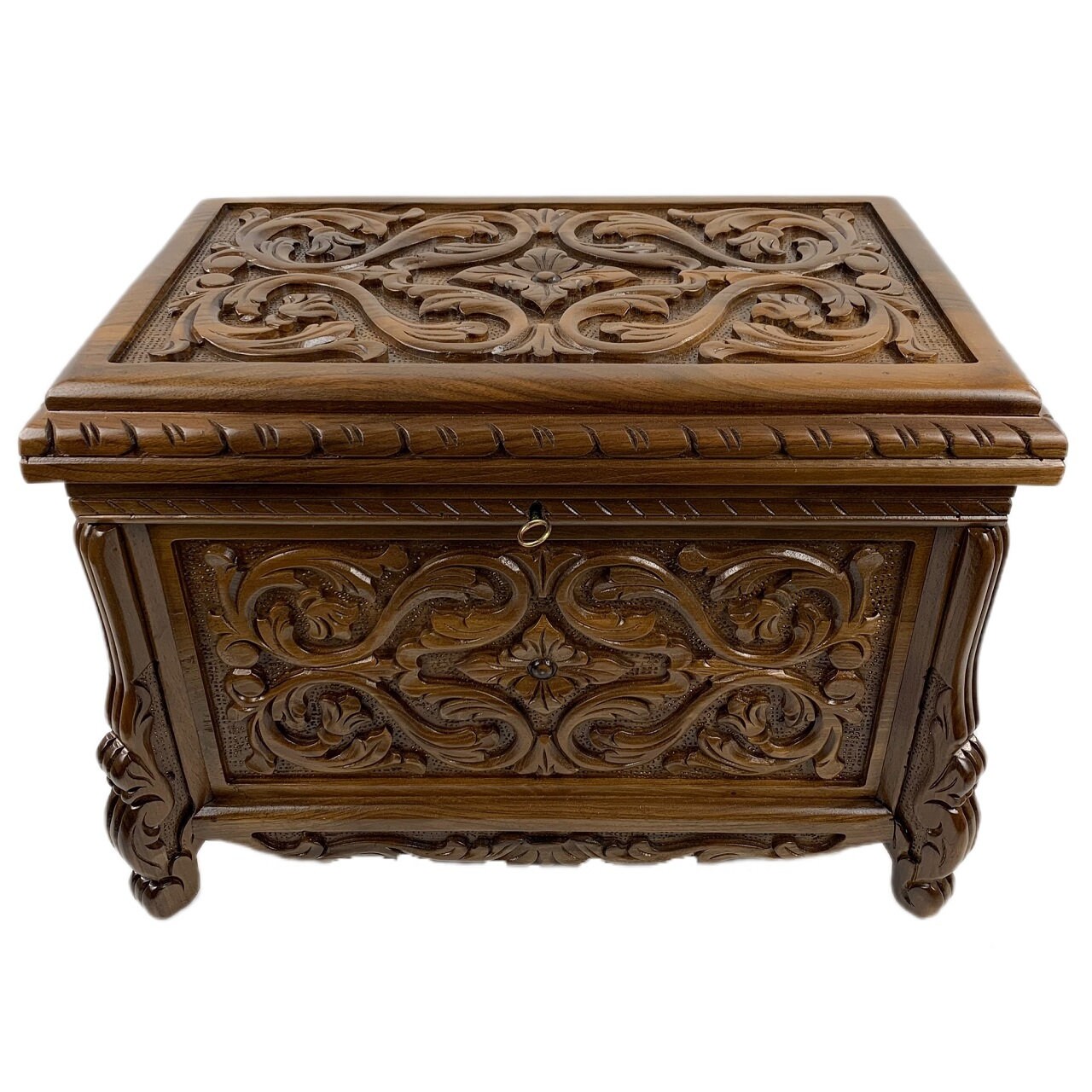 Wooden Chest With Lid Walnut "sultana I" - Ottoman Chest Hand-carved ...