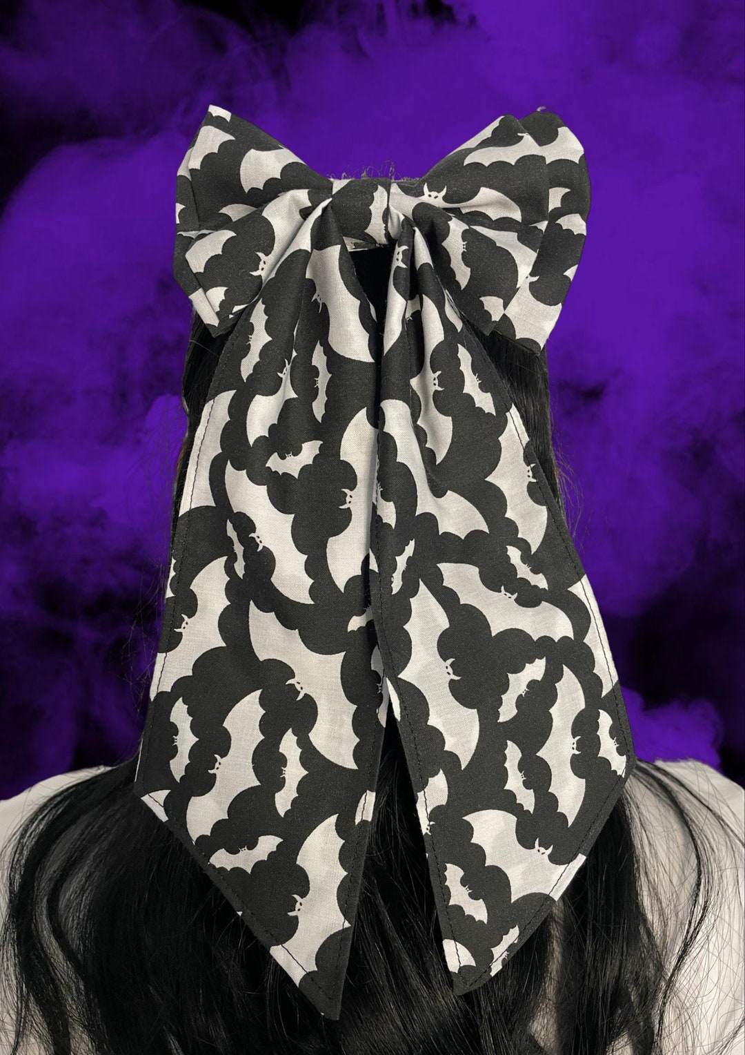 Black and White Bat Large Hairbow // Emo, Goth, Alternative, Edgy, Bats ...