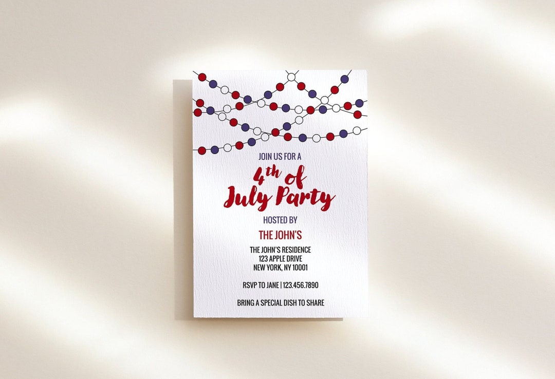 4th of July Party Invitation, 4th of July BBQ Invite, Fourth of July ...