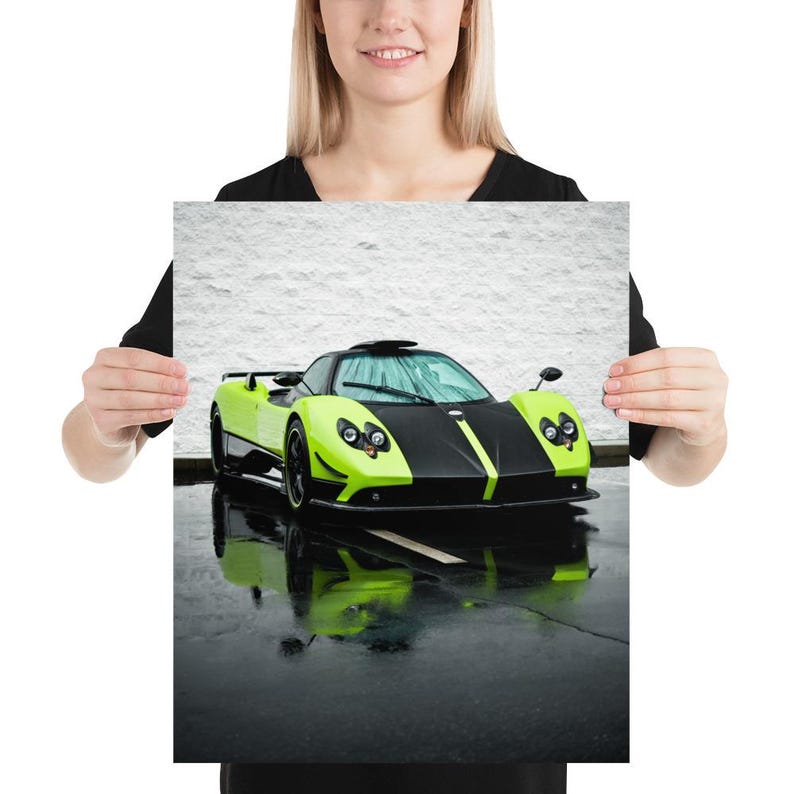 Pagani Zonda Cinque Roadster Poster - Matte Photo Print, Lime Green ...