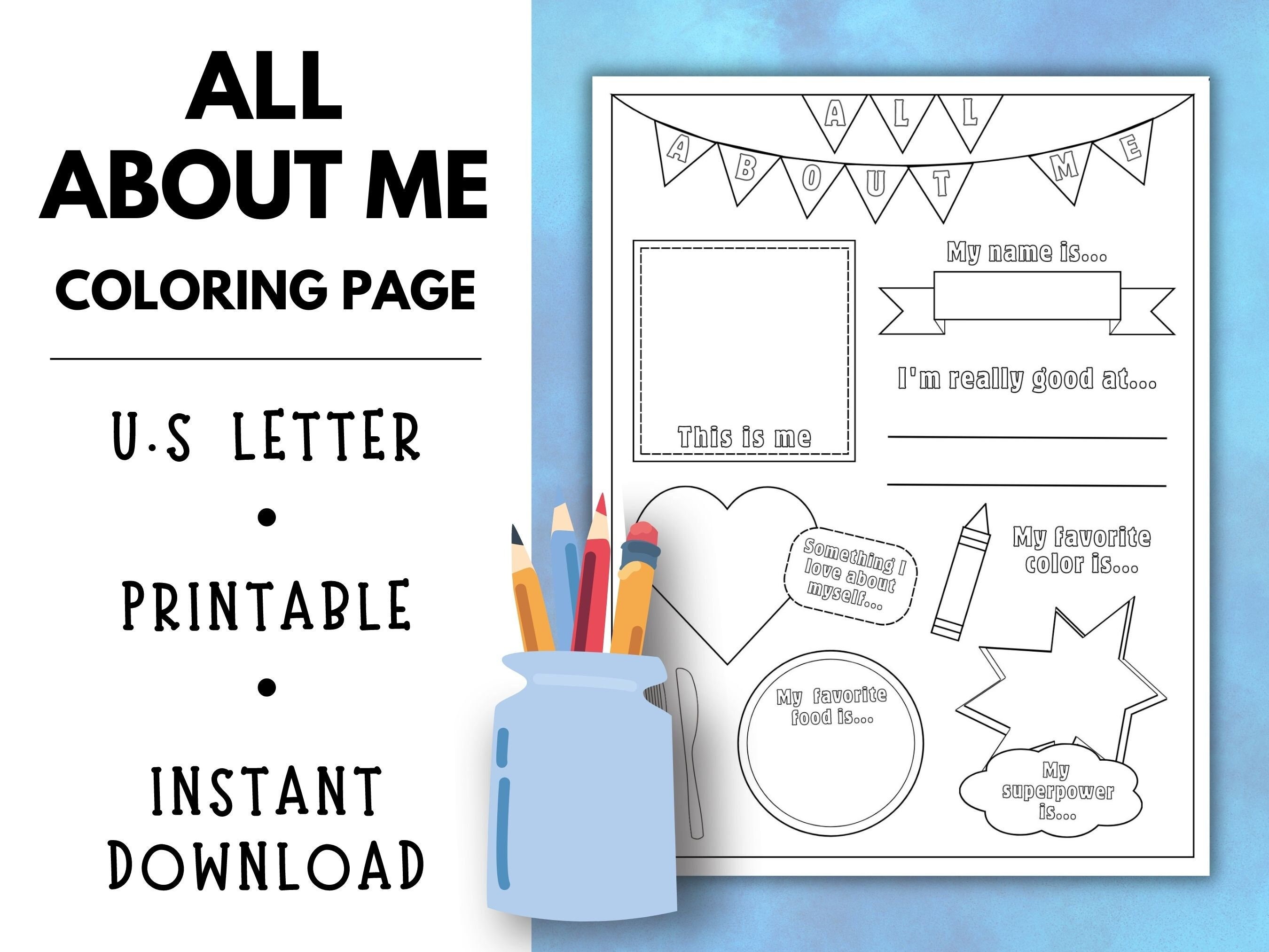 All About Me Coloring Page | All About Me Printable | All About Me ...