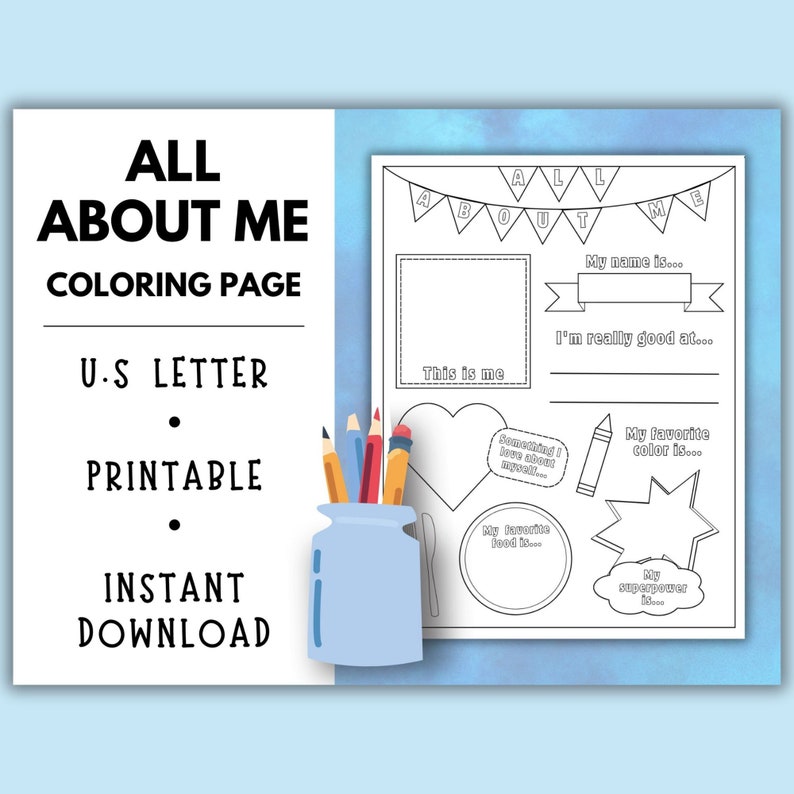All About Me Coloring Page | All About Me Printable | All About Me ...