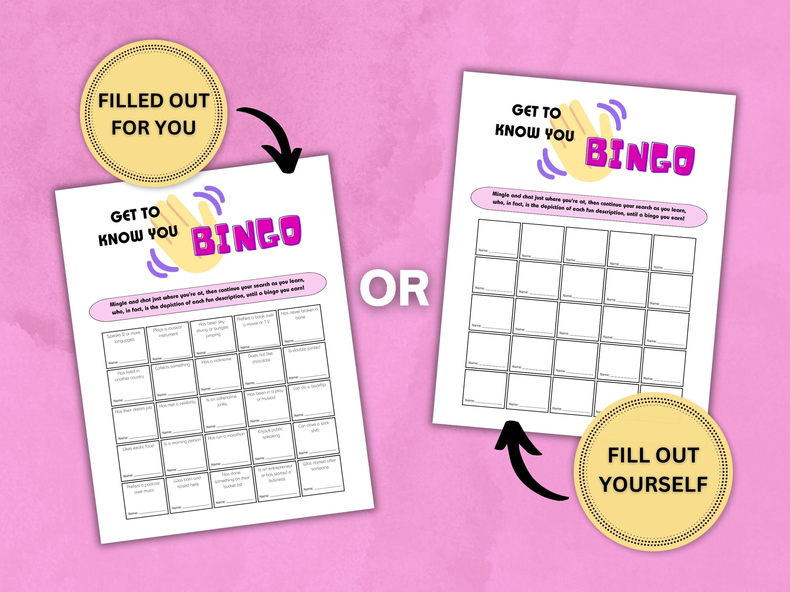 Get to Know You Bingo | Bingo | Icebreaker Game | Party Game - Etsy
