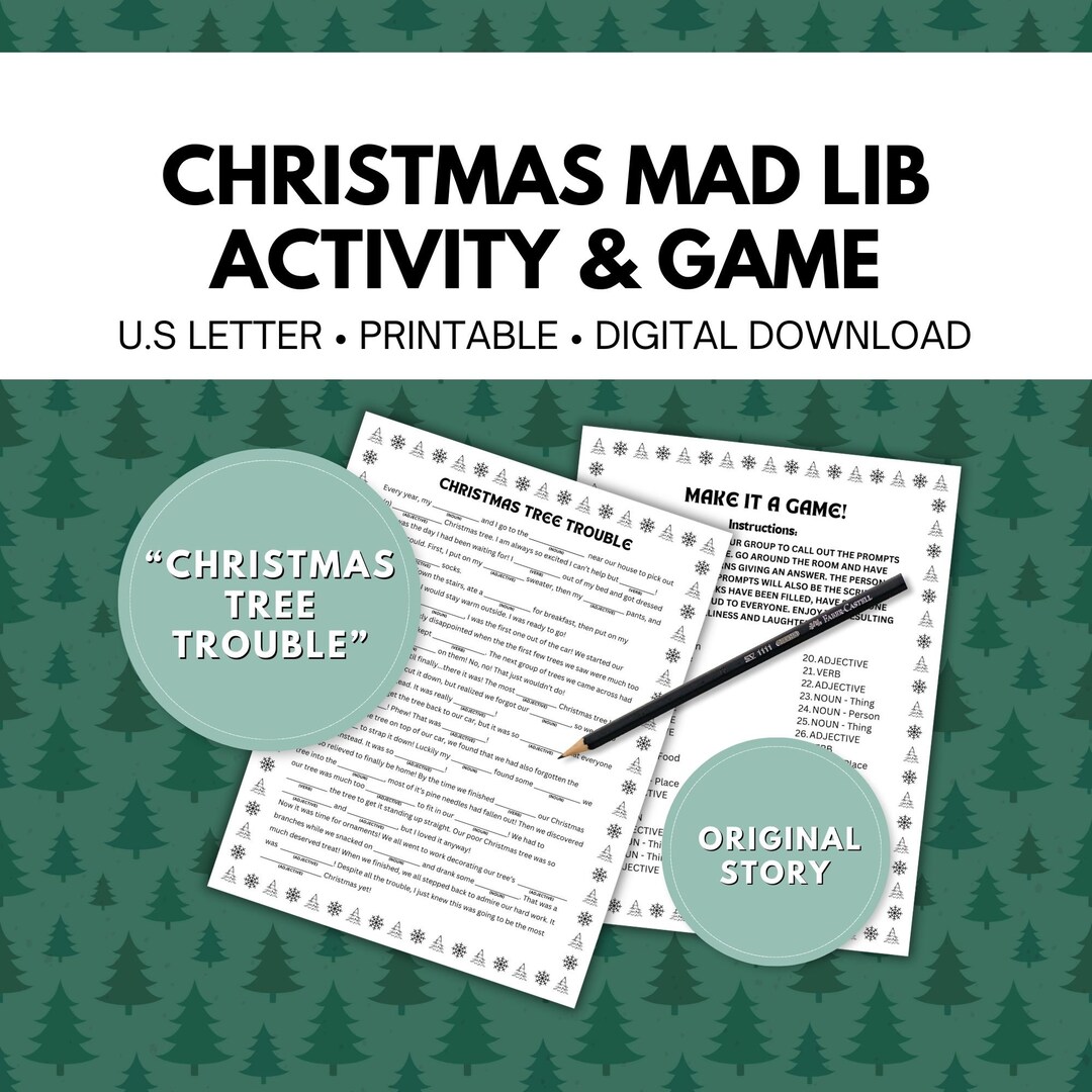 Christmas Mad Lib Activity & Game Printable Christmas Game Holiday ...