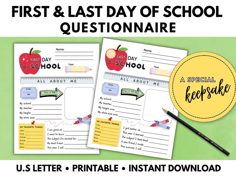 Back to School Printable | Back to School Questionnaire | All About Me ...