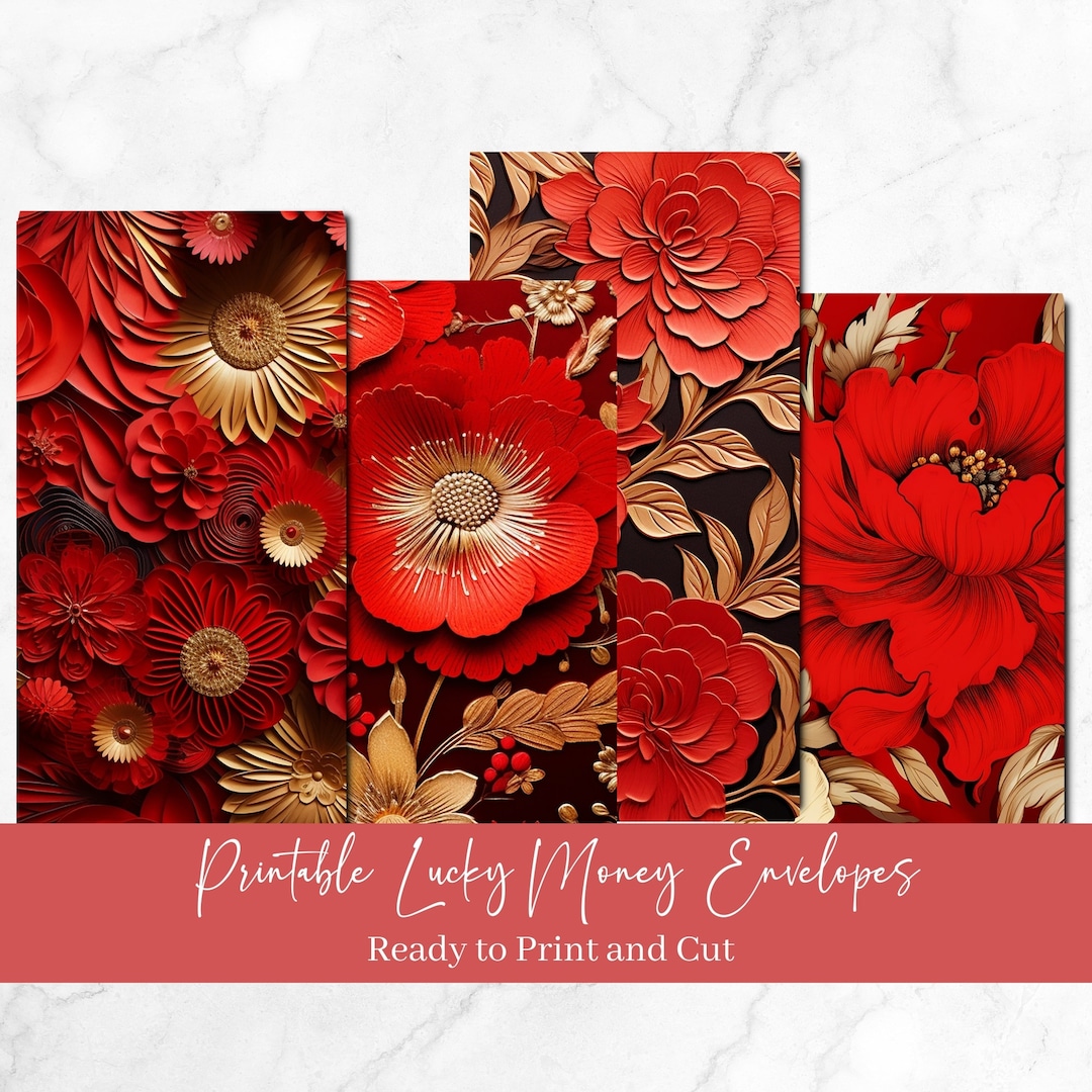 Printable Vietnamese Tet Red Envelopes INSTANT DOWNLOAD Lunar New Year ...