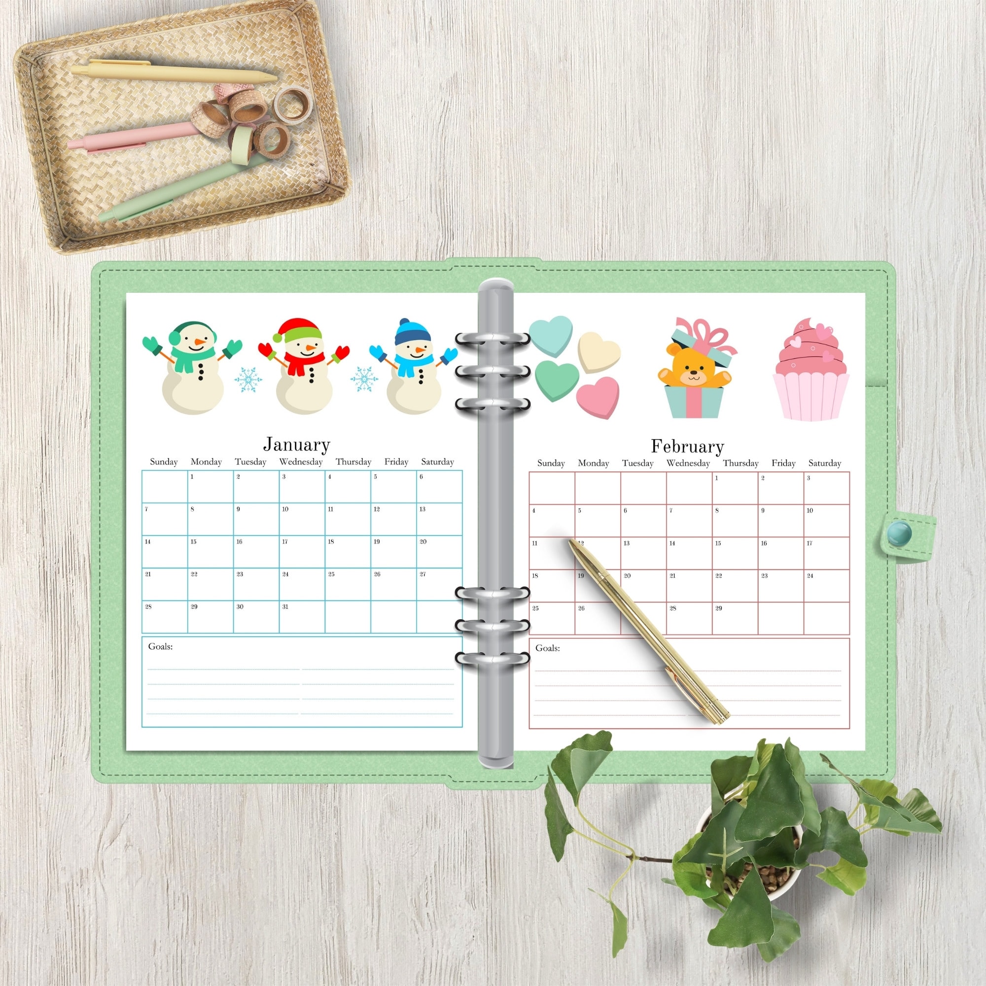 Printable 2024 Calendar Set INSTANT DOWNLOAD 12 Monthly Calendar Pages ...