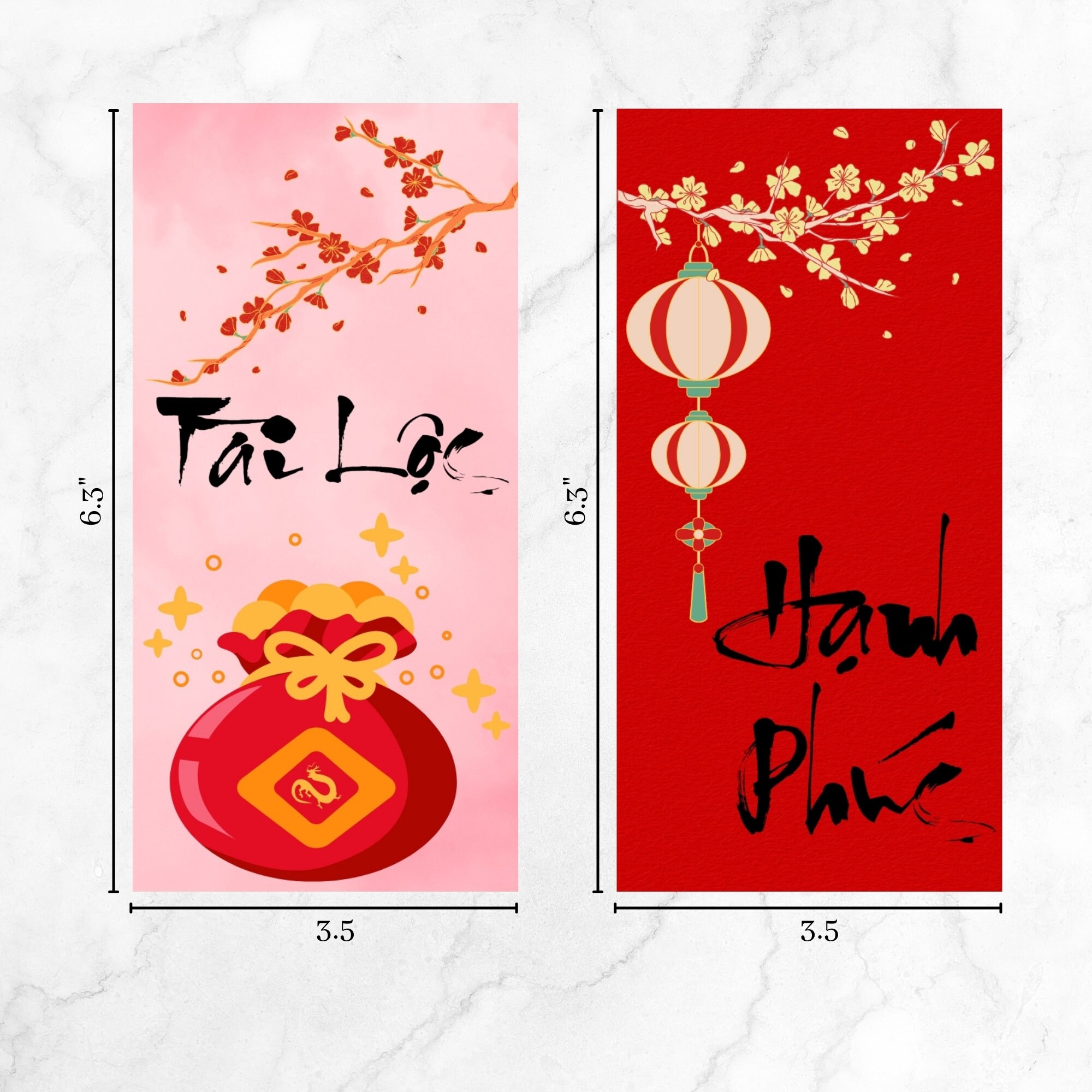 Printable Vietnamese Tet Red Envelopes - INSTANT DOWNLOAD Lunar New ...