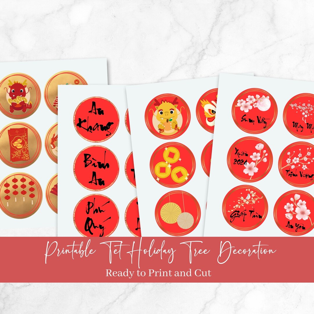 Printable Vietnamese Tet Holiday Ornaments: Blossom Tree Decor (digital ...