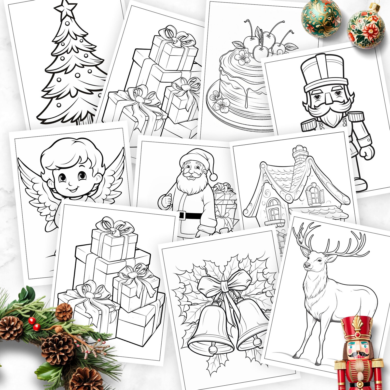 Christmas Coloring Pages - INSTANT DOWNLOAD Holidays Activity for Kids ...