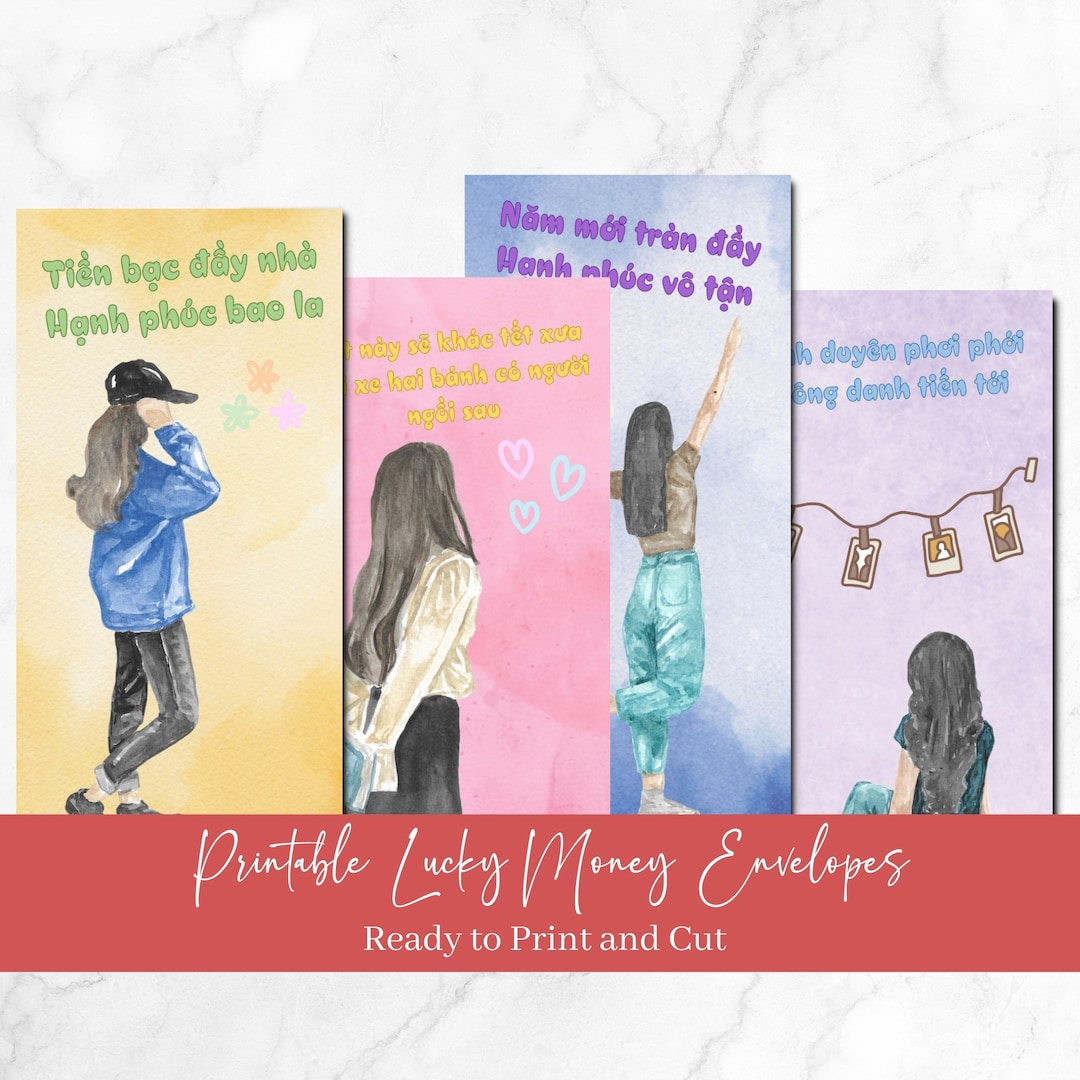 Printable Vietnamese Tet Red Envelopes - INSTANT DOWNLOAD Lunar New ...