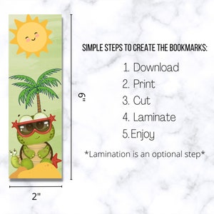 Cute Turtle Bookmarks - Set of 4 INSTANT DOWNLOAD and Ready-to-print ...