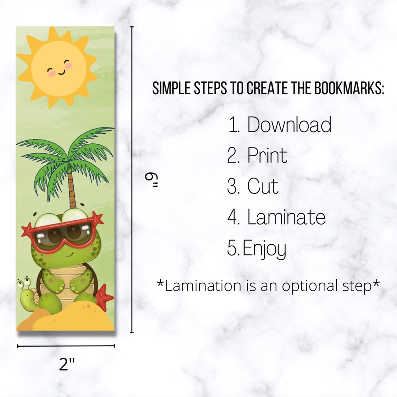 Cute Turtle Bookmarks - Set of 4 INSTANT DOWNLOAD and Ready-to-print ...