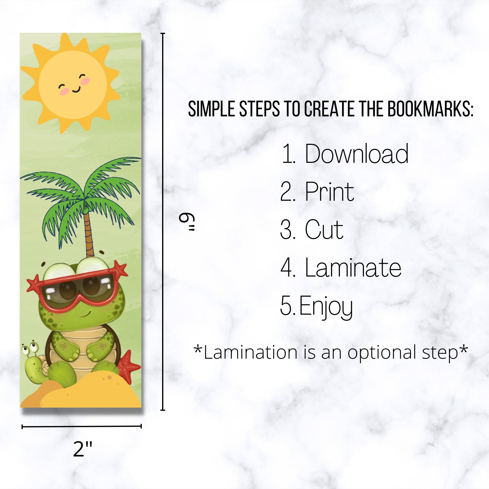 Cute Turtle Bookmarks - Set of 4 INSTANT DOWNLOAD and Ready-to-print ...