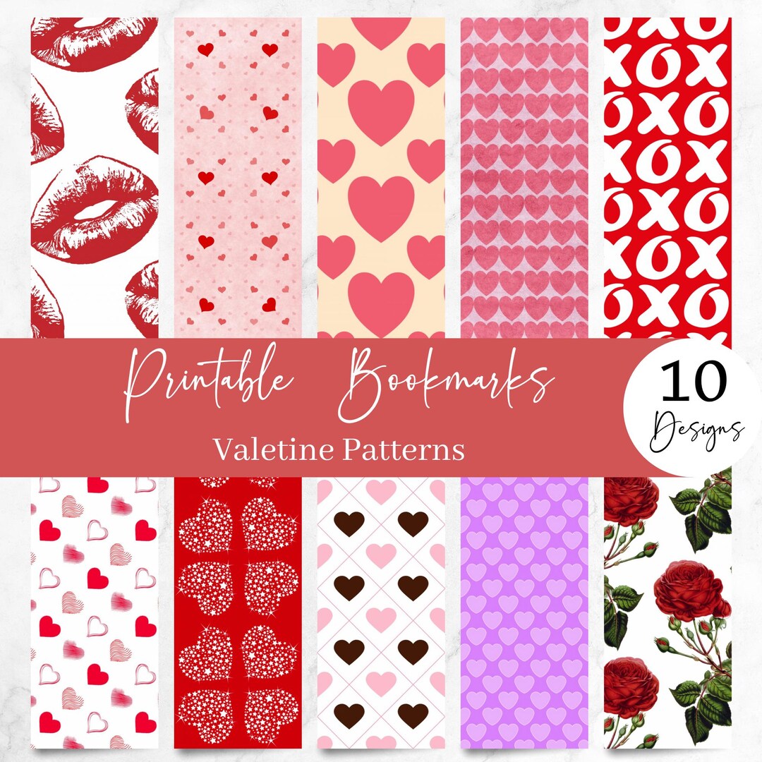 Printable Valentine Bookmarks, Set of 10 (digital Download) - BM52 - Etsy