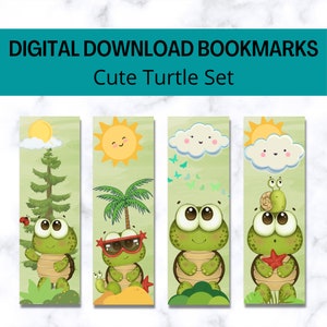 Cute Turtle Bookmarks - Set of 4 INSTANT DOWNLOAD and Ready-to-print ...