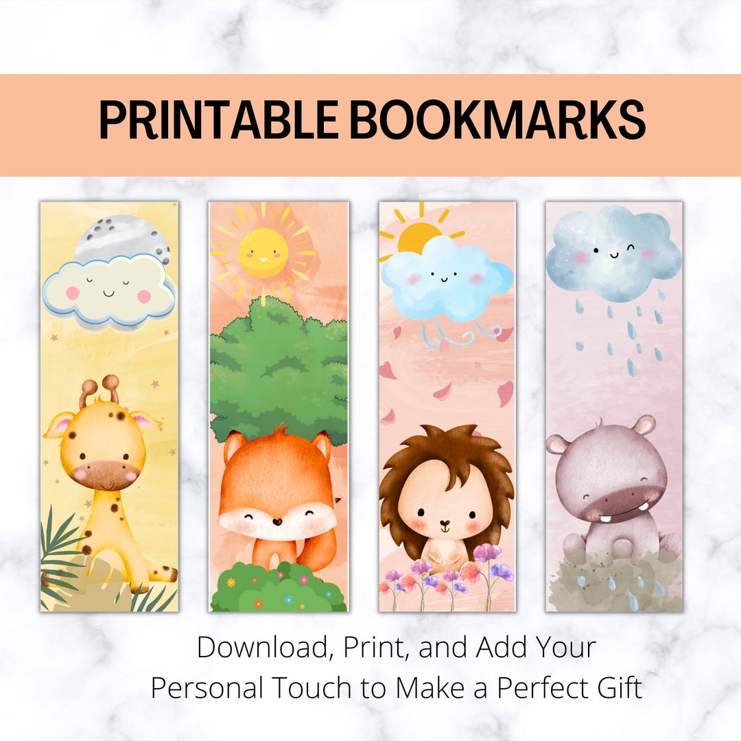 Cute Animal Bookmarks - Set of 4 INSTANT DOWNLOAD and Ready-to-print ...