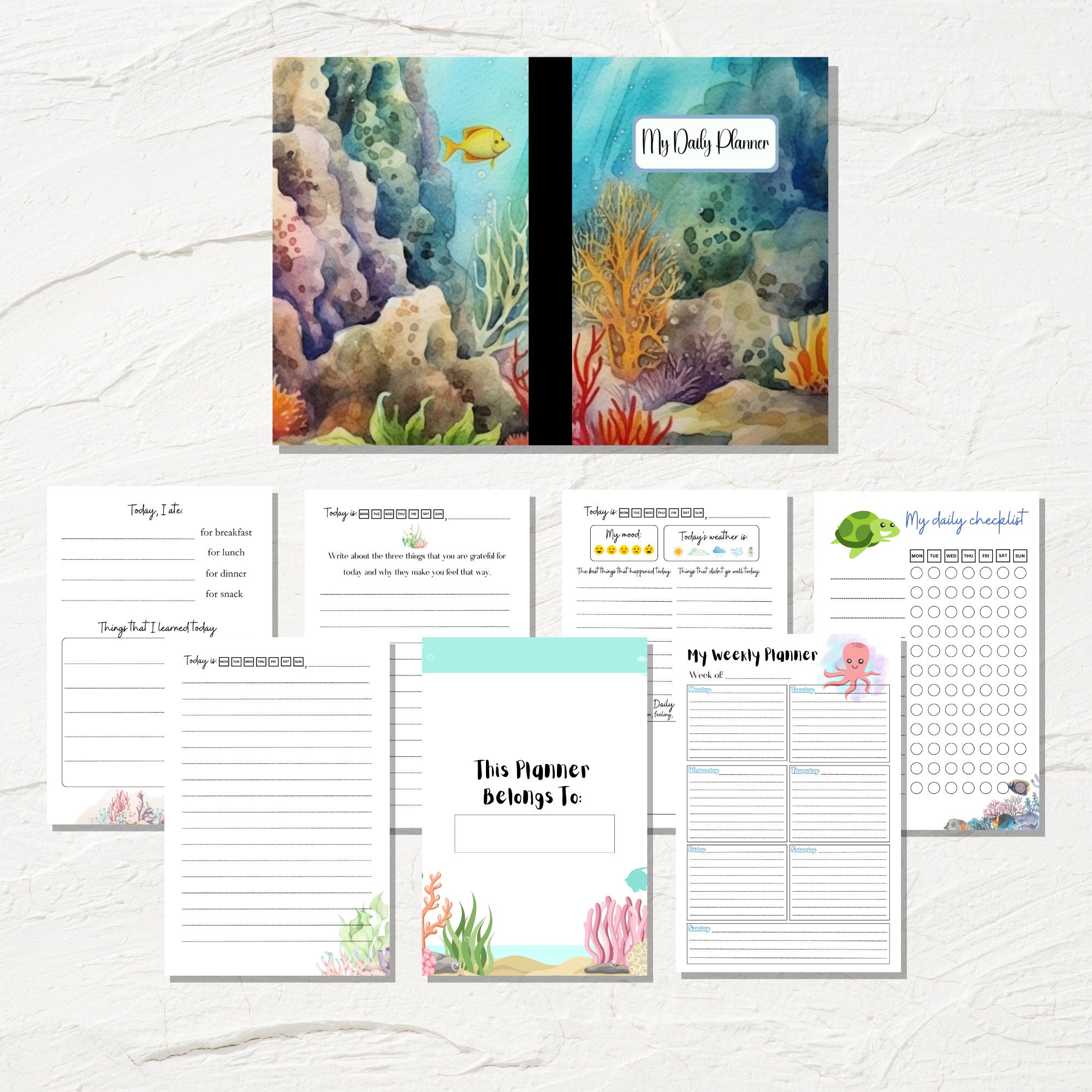 Under the Sea Kid Planner INSTANT DOWNLOAD Planning Journal, Perfect ...