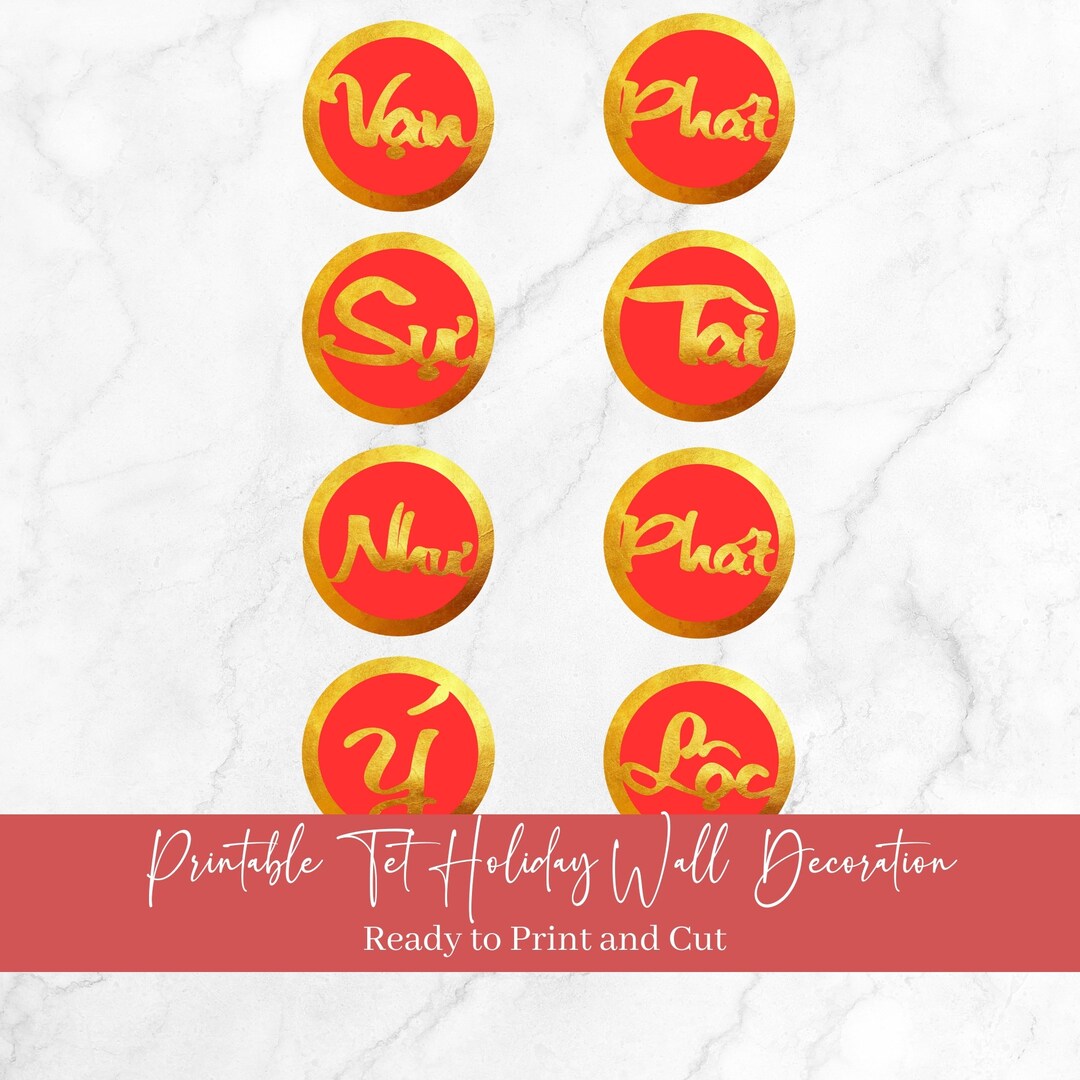 Printable Vietnamese Tet Holiday Wall Art - INSTANT DOWNLOAD Lunar New ...