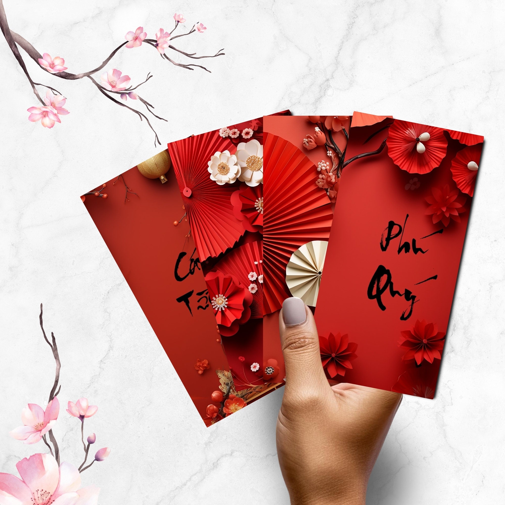 Printable Vietnamese Tet Red Envelopes: Lunar New Year Lixi (digital ...