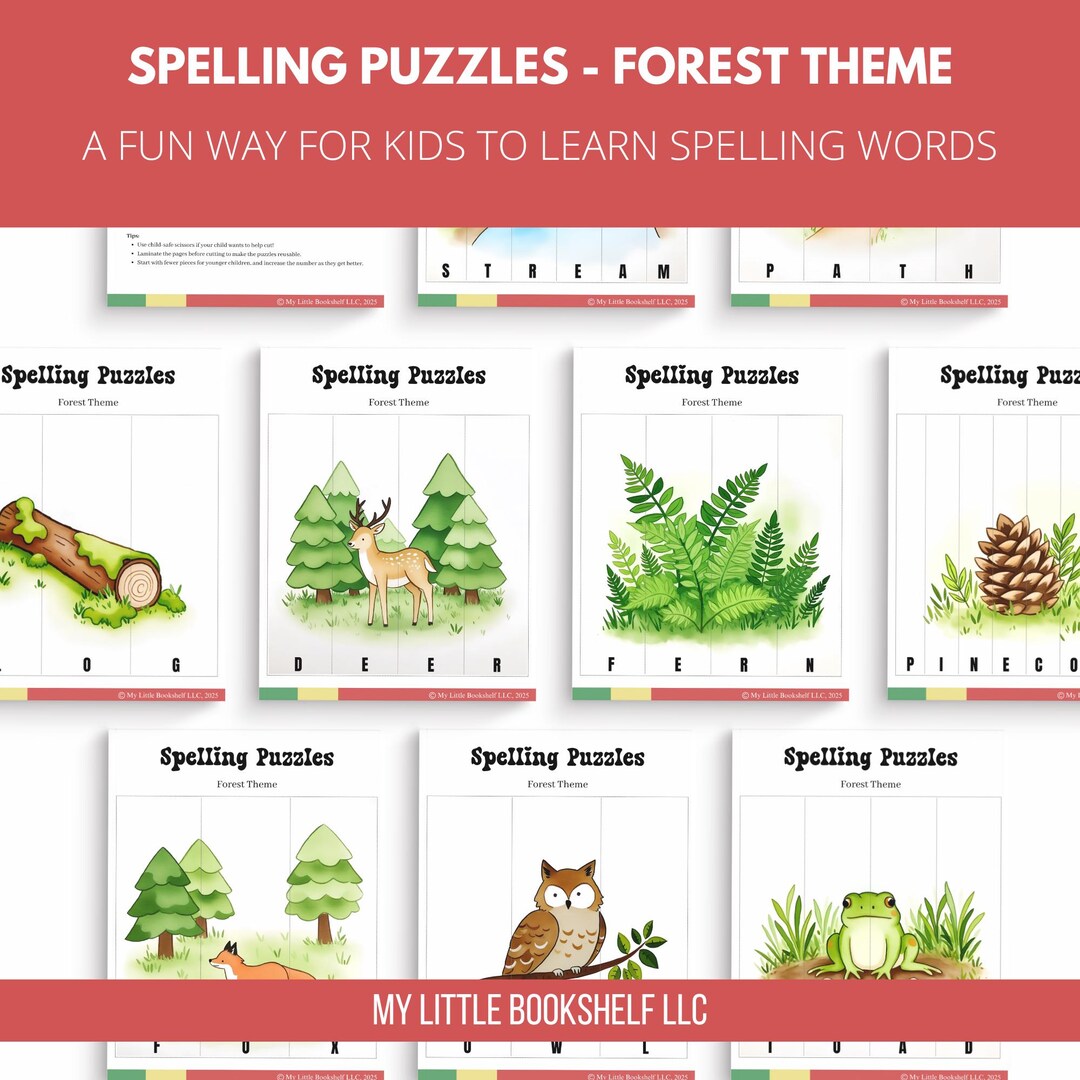 Forest Word Puzzle for Kids - Cut and Arrange Activity - SW07 - Etsy