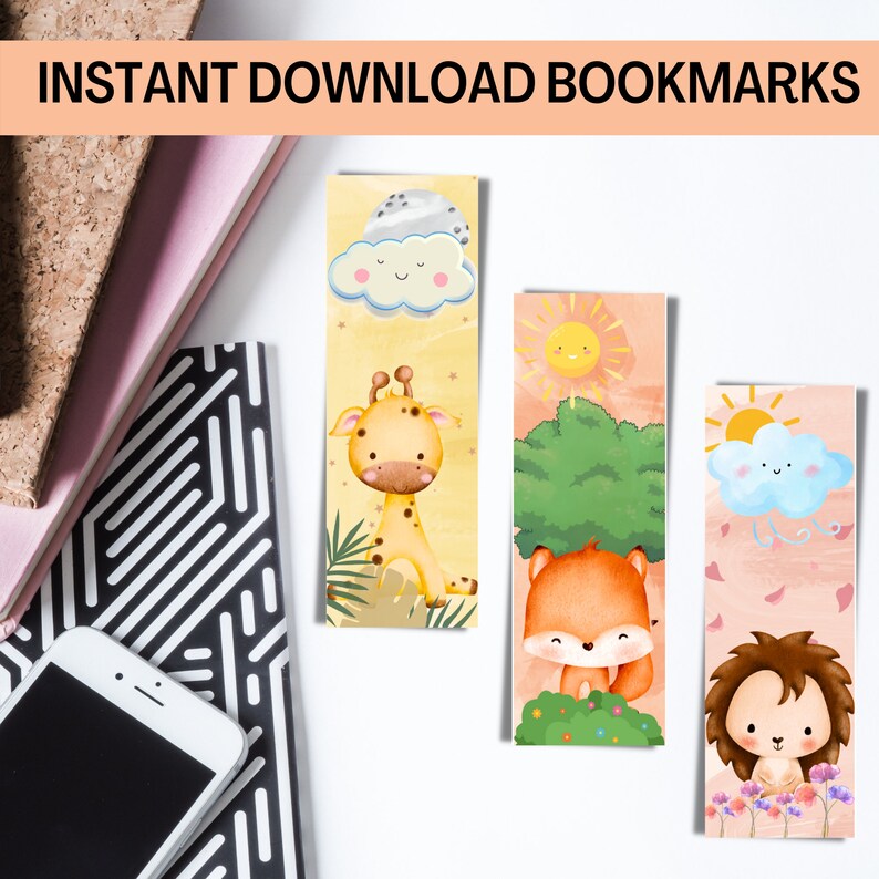 Cute Animal Bookmarks - Set of 4 INSTANT DOWNLOAD and Ready-to-print ...