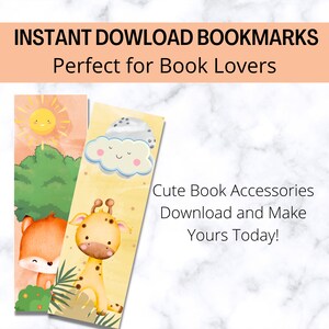 Cute Animal Bookmarks - Set of 4 INSTANT DOWNLOAD and Ready-to-print ...