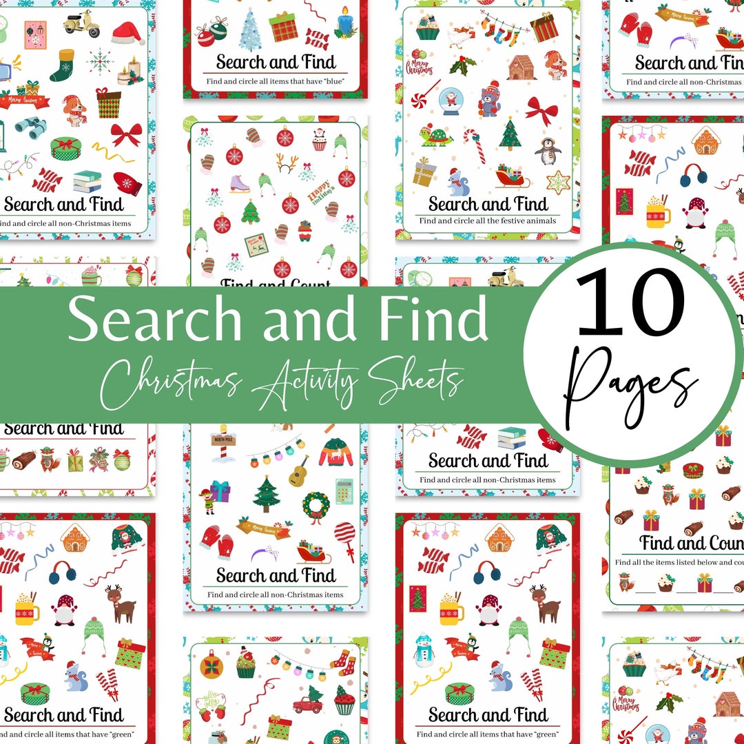 Printable Christmas Activity Sheets - INSTANT DOWNLOAD Fun Find and ...