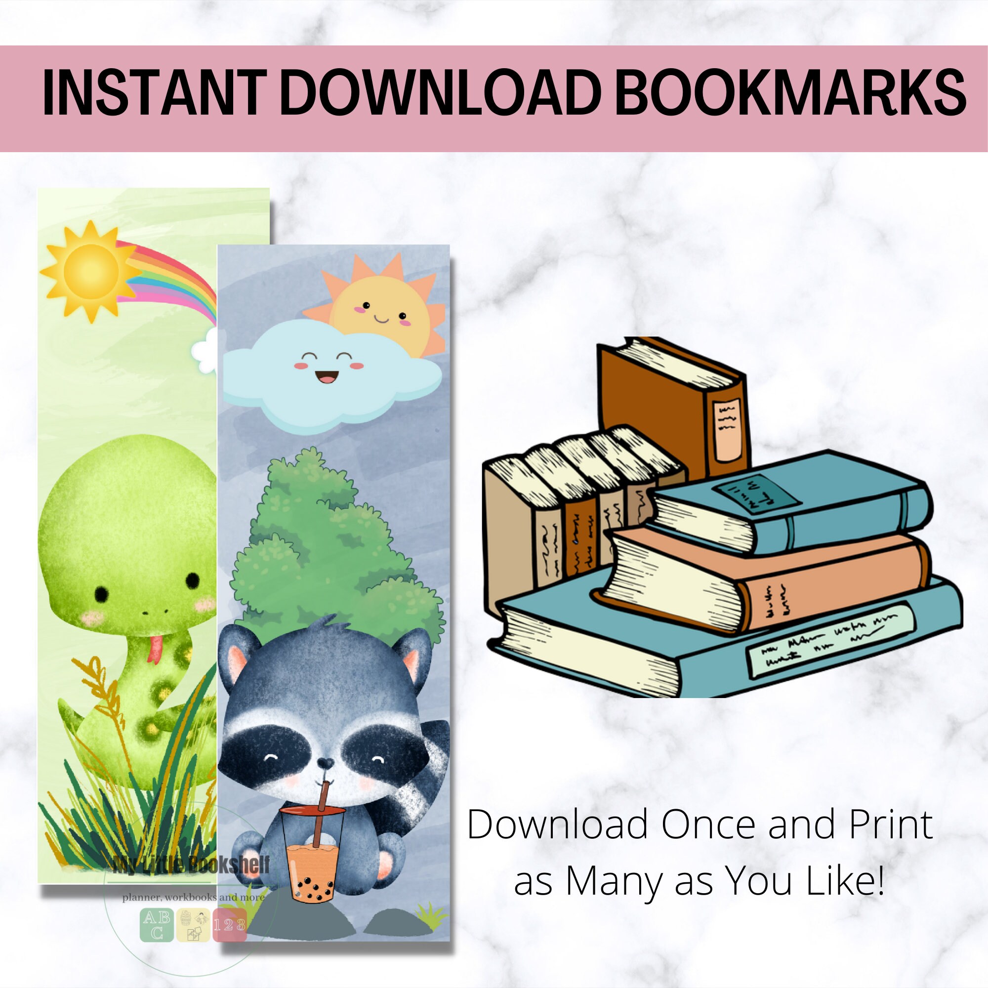 Cute Animal Bookmarks - Set of 4 INSTANT DOWNLOAD and Ready-to-print ...