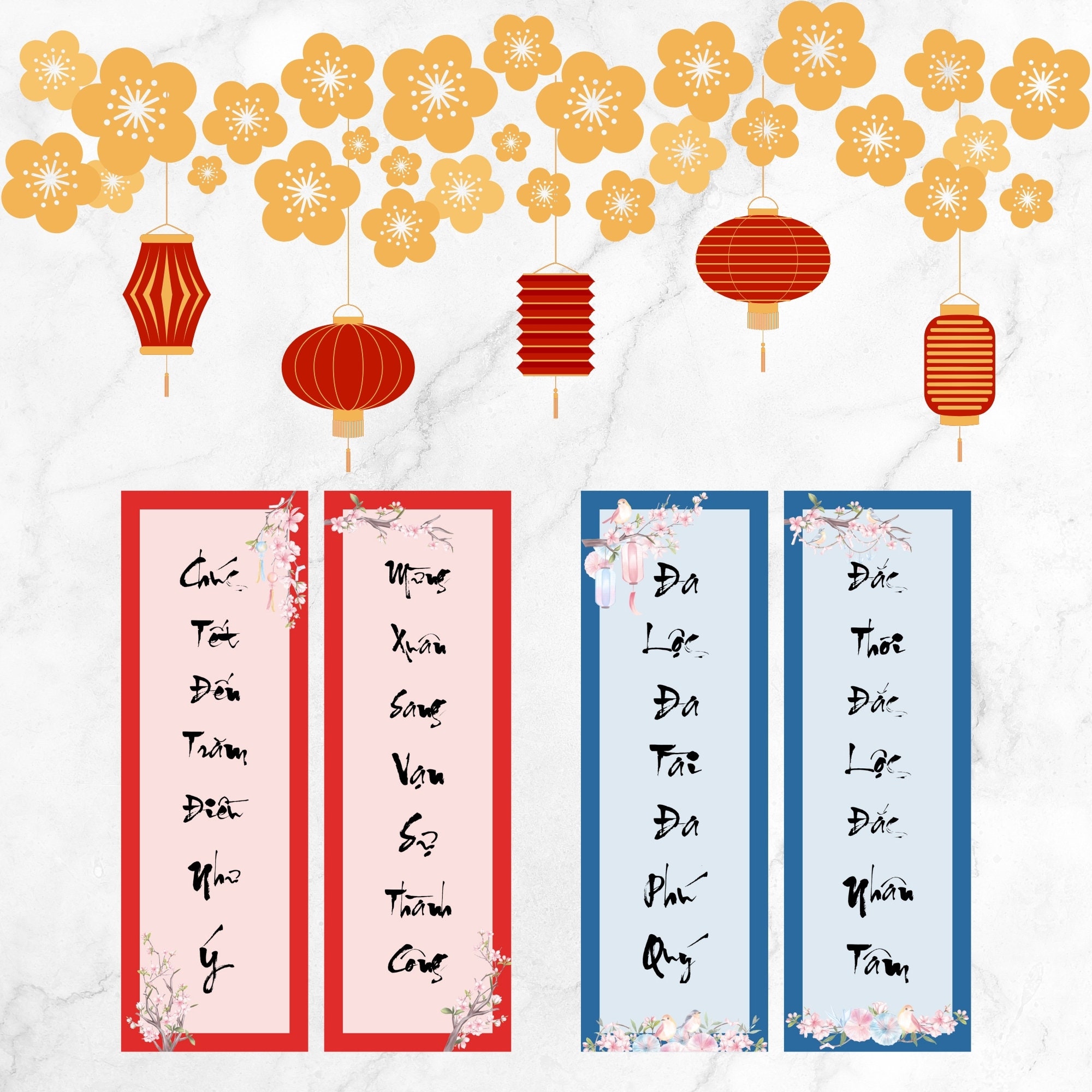 Printable Vietnamese Tet Holiday Wall Art - INSTANT DOWNLOAD Lunar New ...