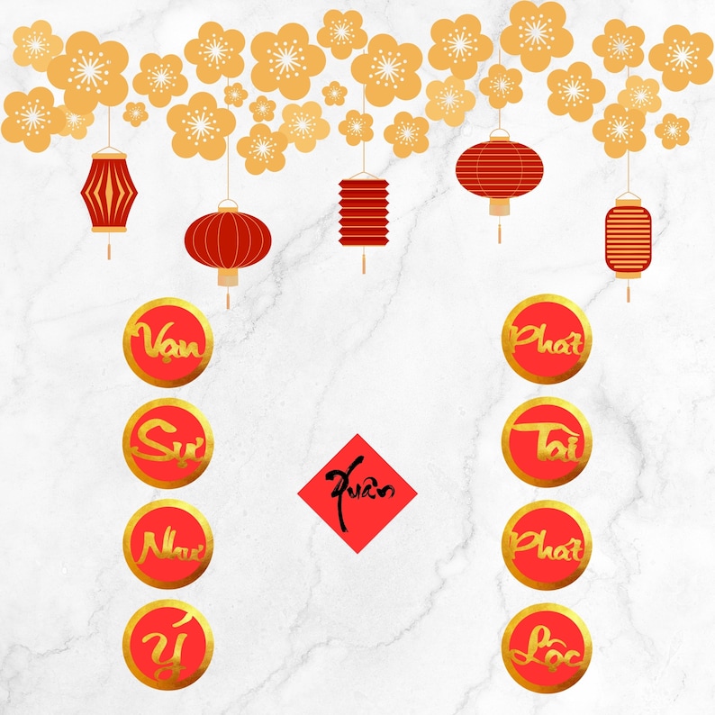 Printable Vietnamese Tet Holiday Wall Art - INSTANT DOWNLOAD Lunar New ...
