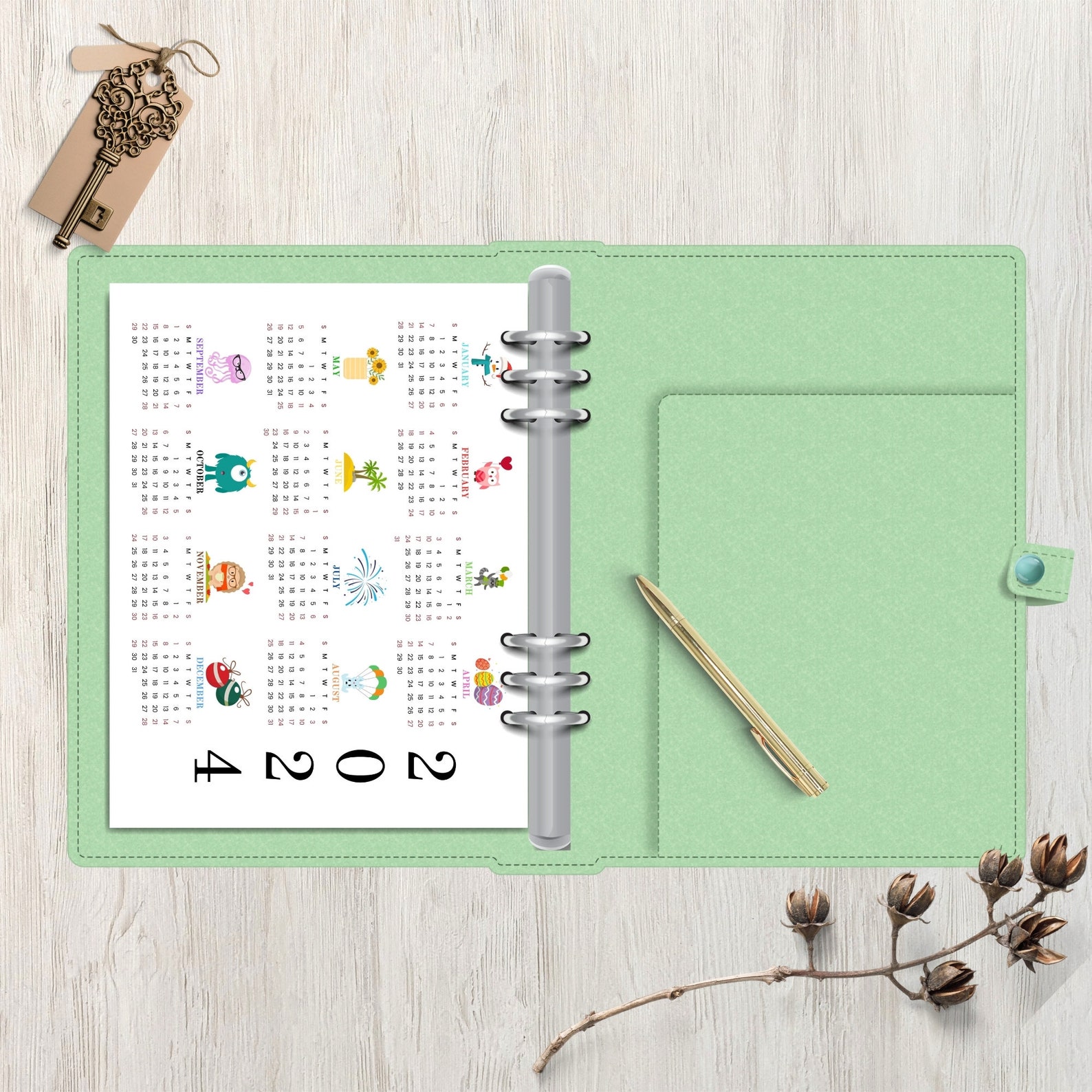 Printable 2024 Calendar Set - INSTANT DOWNLOAD 12-month Calendar Sheet ...