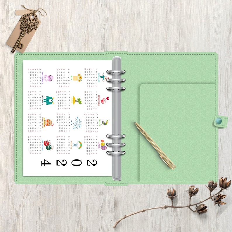 Printable 2024 Calendar Set - INSTANT DOWNLOAD 12-month Calendar Sheet ...
