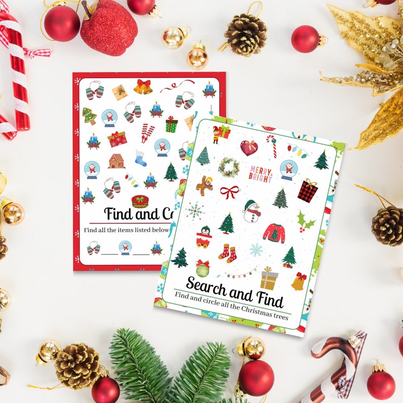 Printable Christmas Activity Sheets - INSTANT DOWNLOAD Fun Find and ...