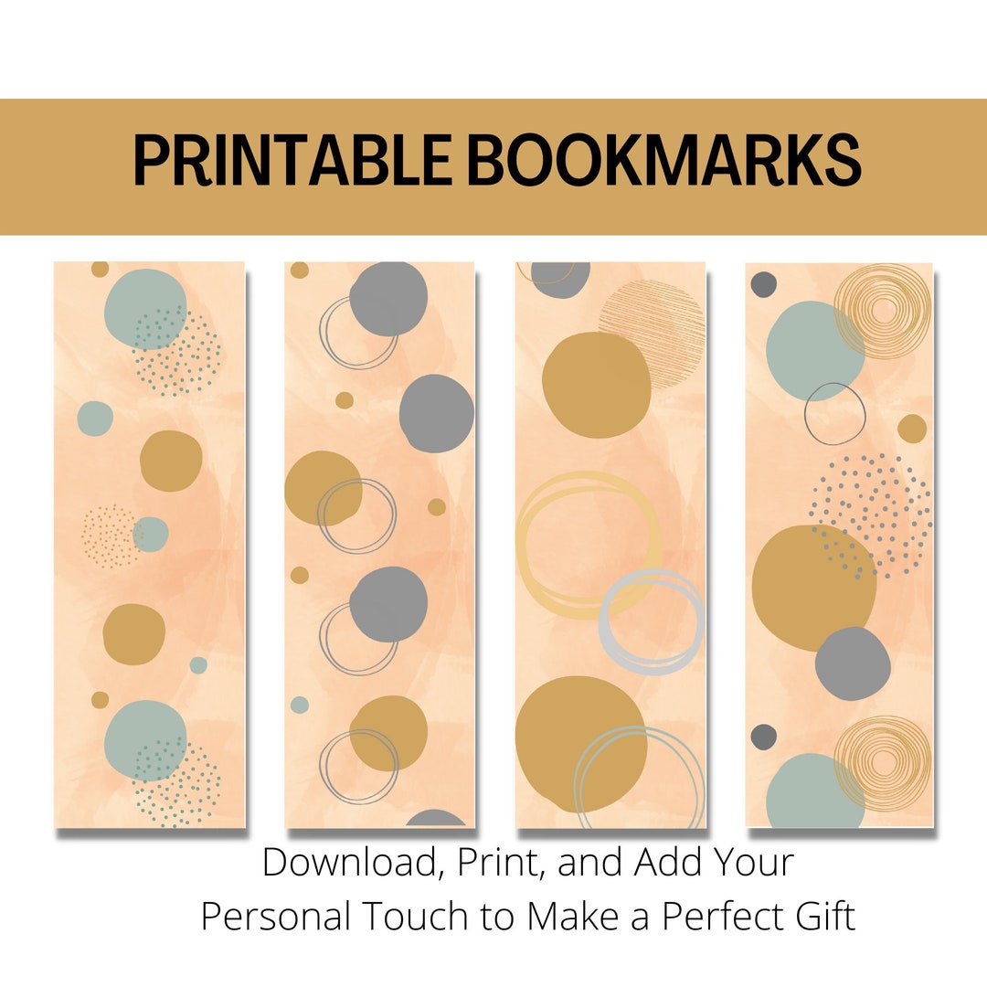 Boho Bookmarks: Abstract Circle Prints, Set of 4 (digital Download) - Etsy
