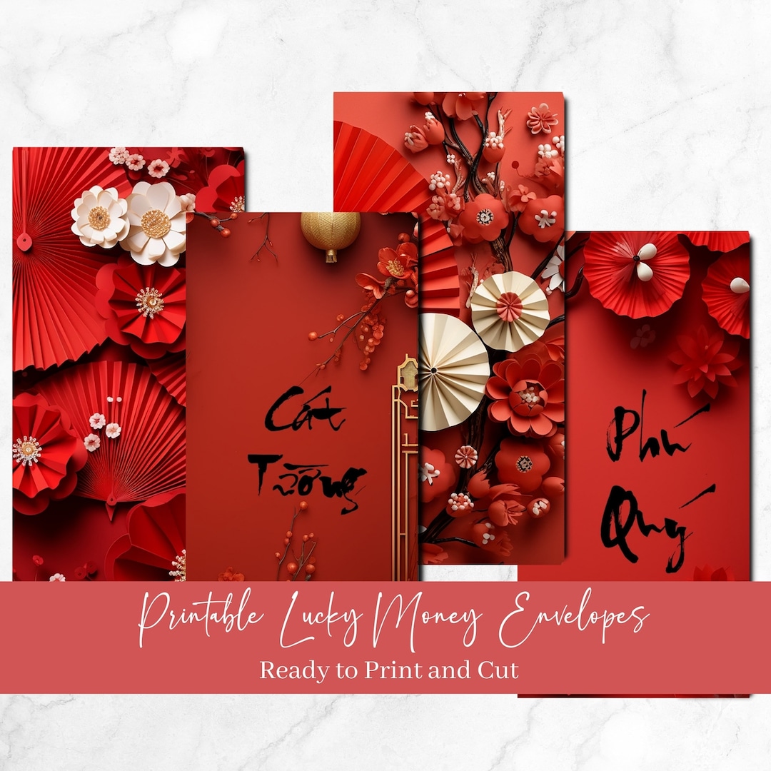 Printable Vietnamese Tet Red Envelopes: Lunar New Year Lixi (digital ...