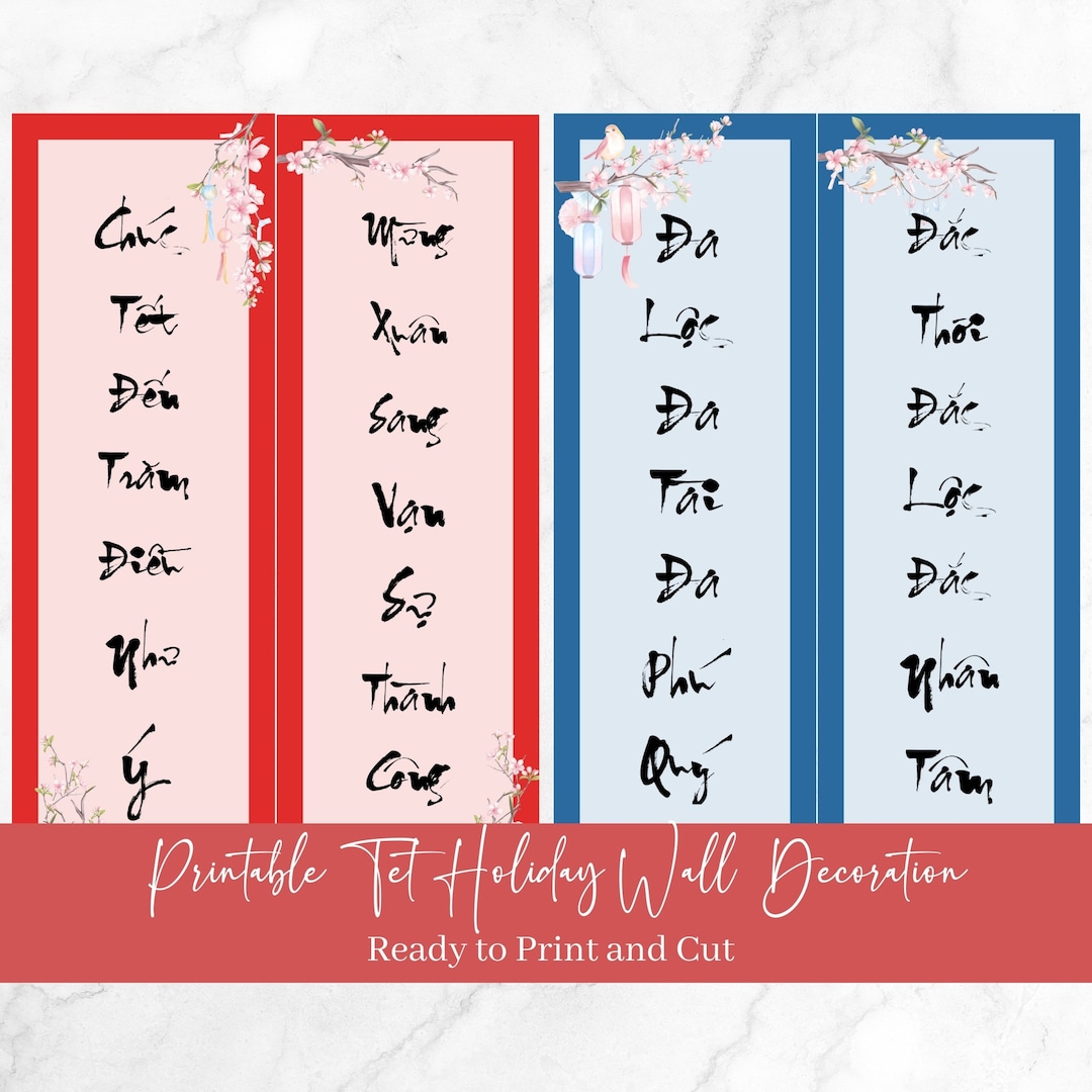 Printable Vietnamese Tet Holiday Wall Art - INSTANT DOWNLOAD Lunar New ...