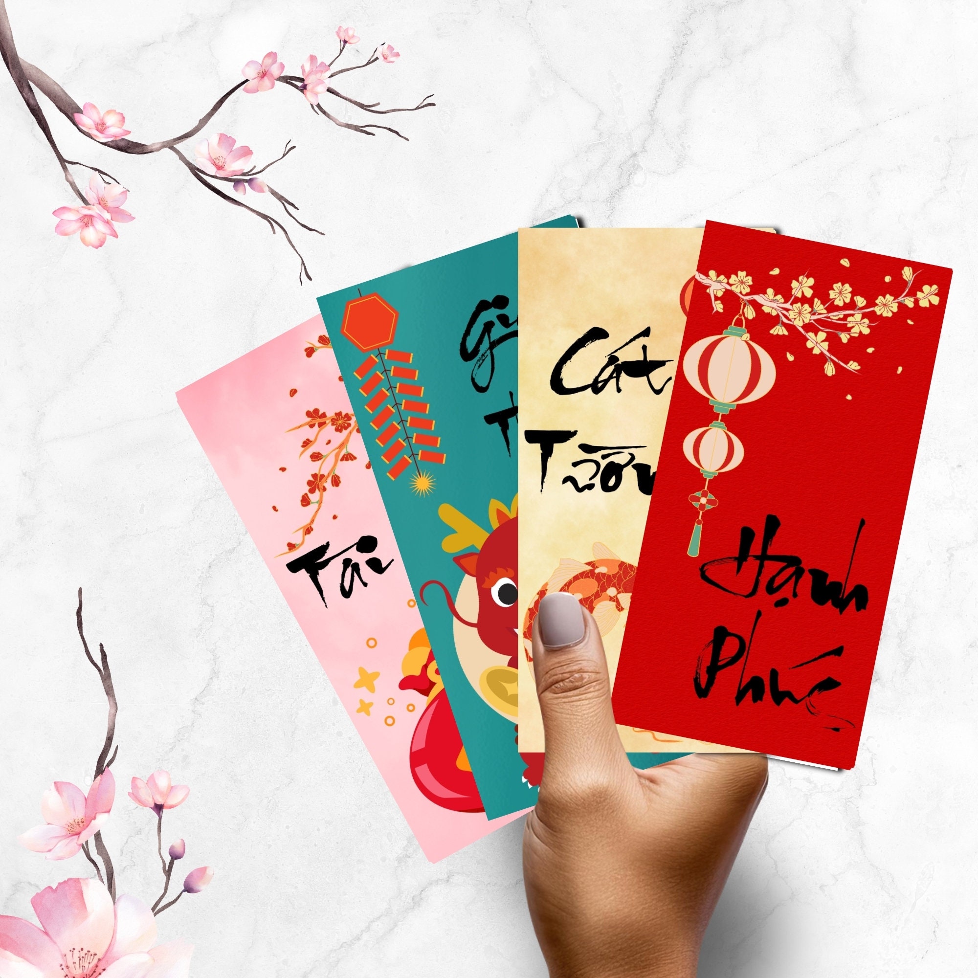 Printable Vietnamese Tet Red Envelopes - INSTANT DOWNLOAD Lunar New ...