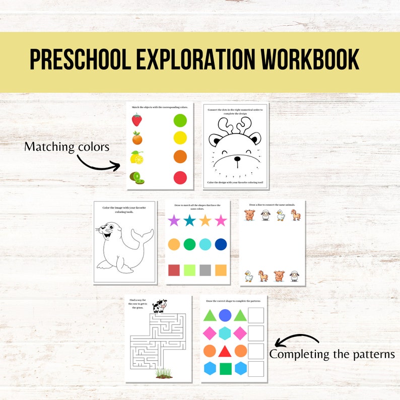 Preschool Workbook - INSTANT DOWNLOAD Fun Learning Worksheets Including ...