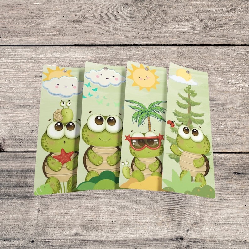 Cute Turtle Bookmarks - Set of 4 INSTANT DOWNLOAD and Ready-to-print ...