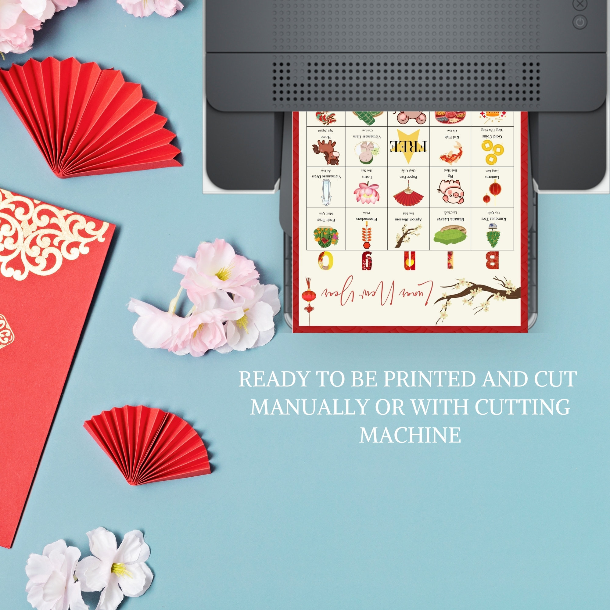 Printable Lunar New Year Bingo Game INSTANT DOWNLOAD Festive Holiday ...