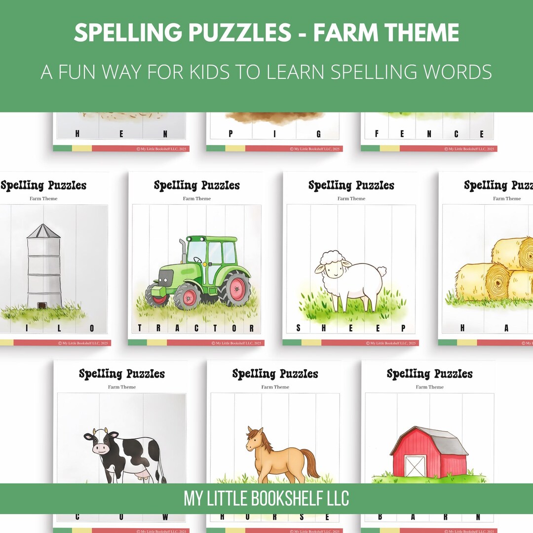Farm Word Puzzle for Kids - Cut and Arrange Activity - SW06 - Etsy
