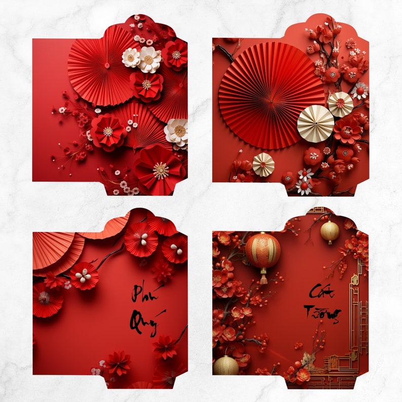 Printable Vietnamese Tet Red Envelopes: Lunar New Year Lixi (digital ...