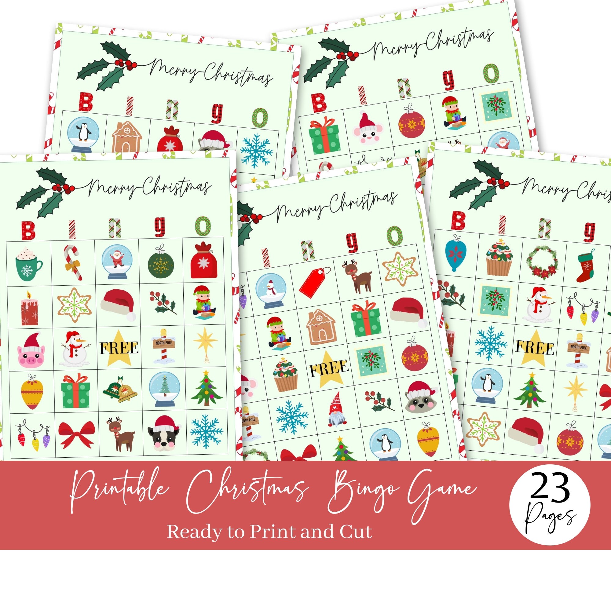 Printable Christmas Bingo Game INSTANT DOWNLOAD Festive Holiday Print ...