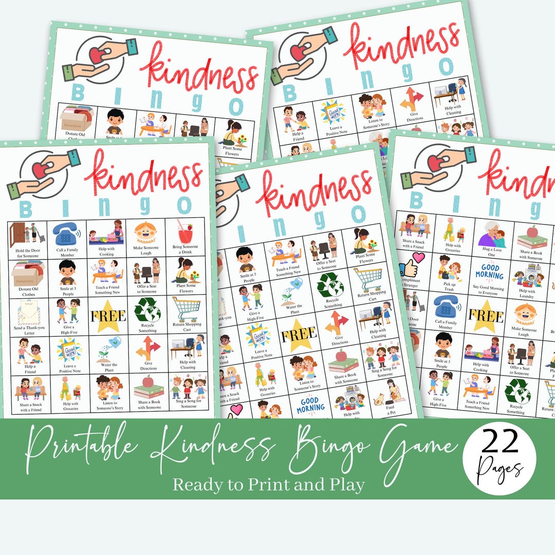 Printable Kindness Bingo Game, Instant Download PDF - BI03 - Etsy