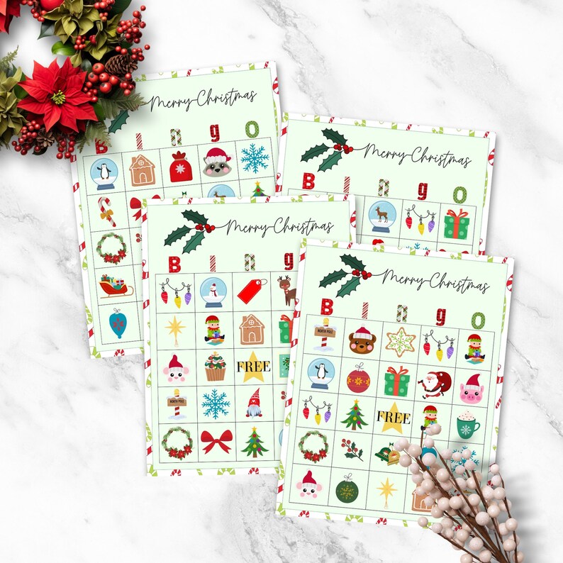 Printable Christmas Bingo Game INSTANT DOWNLOAD Festive Holiday Print ...