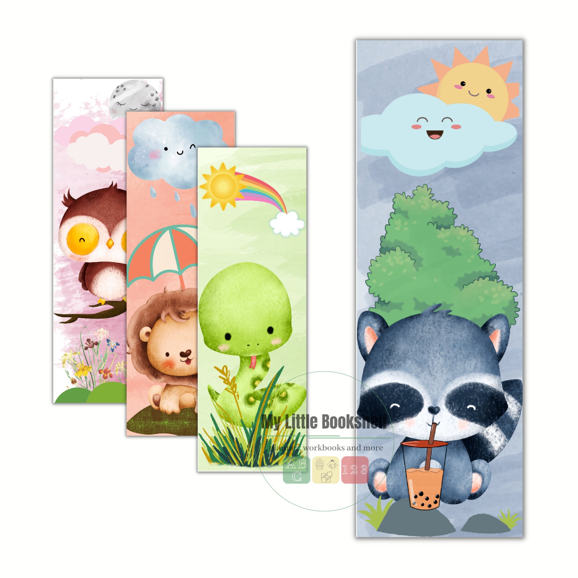 Cute Animal Bookmarks - Set of 4 INSTANT DOWNLOAD and Ready-to-print ...