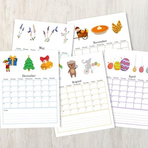 Printable 2024 Calendar Set INSTANT DOWNLOAD 12 Monthly Calendar Pages ...