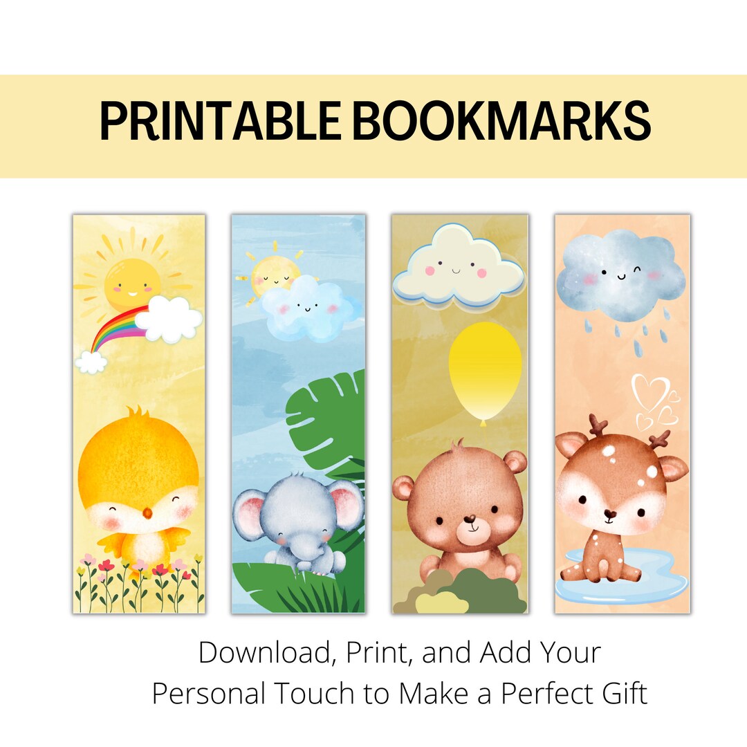 Cute Animal Bookmarks - Set of 4 INSTANT DOWNLOAD and Ready-to-print ...