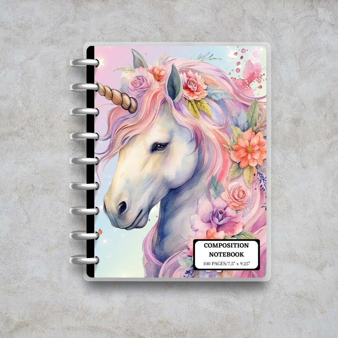 Unicorn Composition Notebook - INSTANT DOWNLOAD Lined Pages With Dates ...